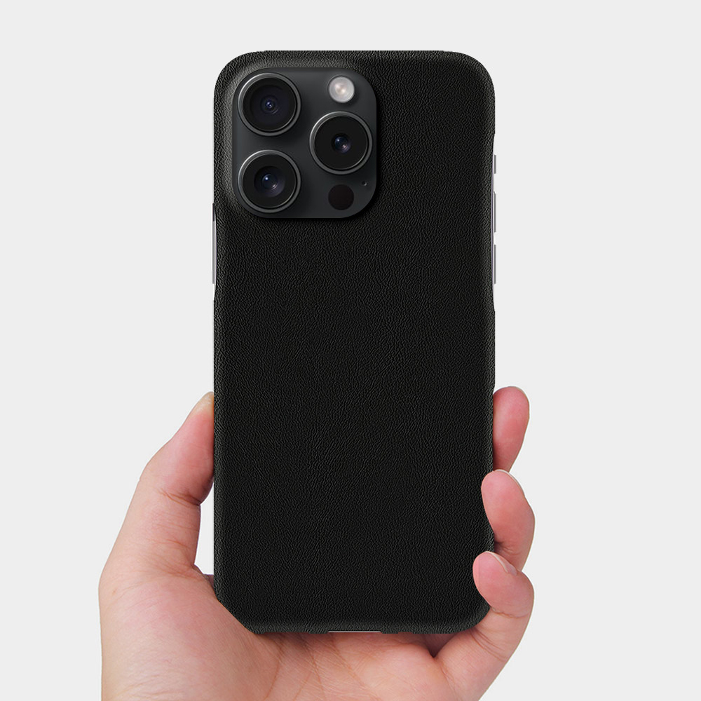 Custom for iPhone 15 Pro Initials Engraving Slim Leather Case