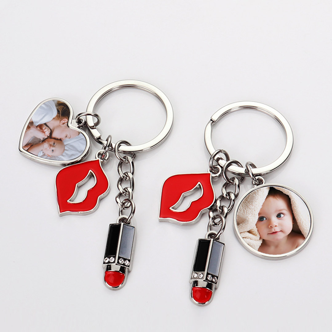 Custom Cute Lipsticks Keychain Heart Lip Shape for Key Rings Chain Bag ...