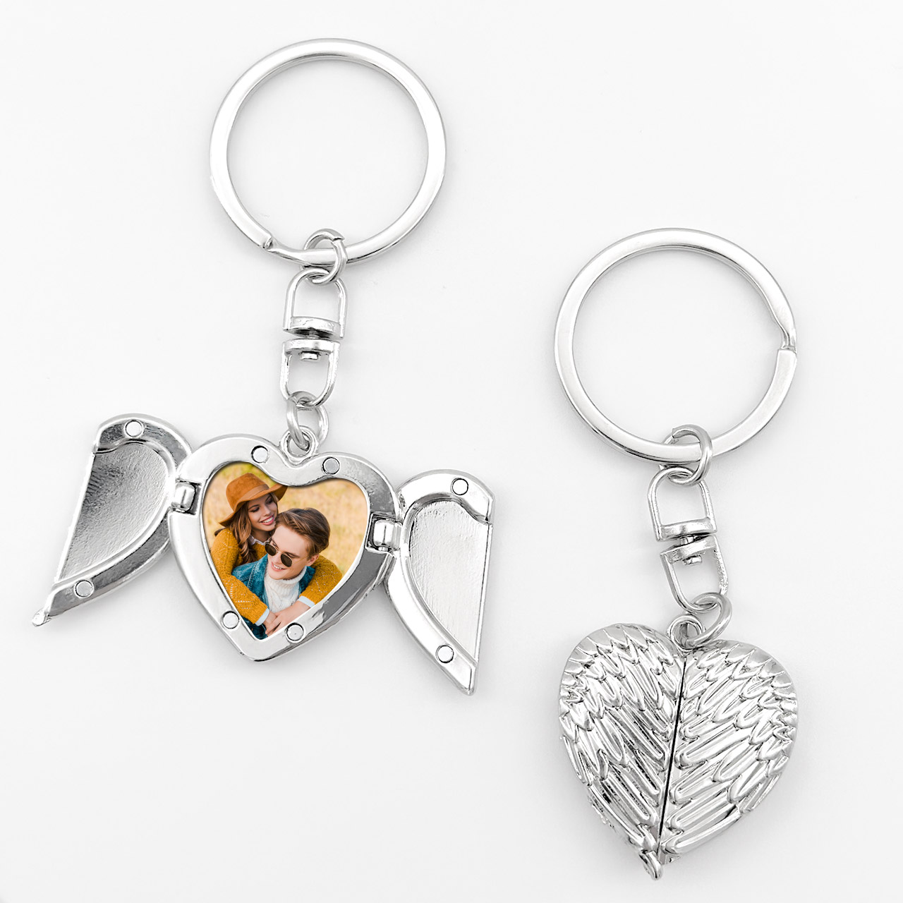 Personalized Photo Keychain,Photo Heart Keychain Angel Wings Keychain ...